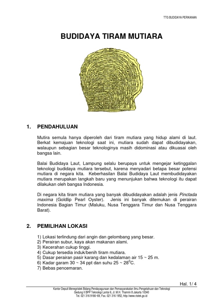 Budidaya Tiram Mutiara di Indonesia | PDF