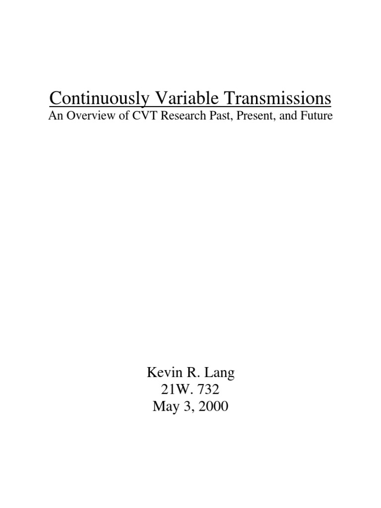 CVT Innovations for Auto Engineers | PDF | Automatic Transmission ...