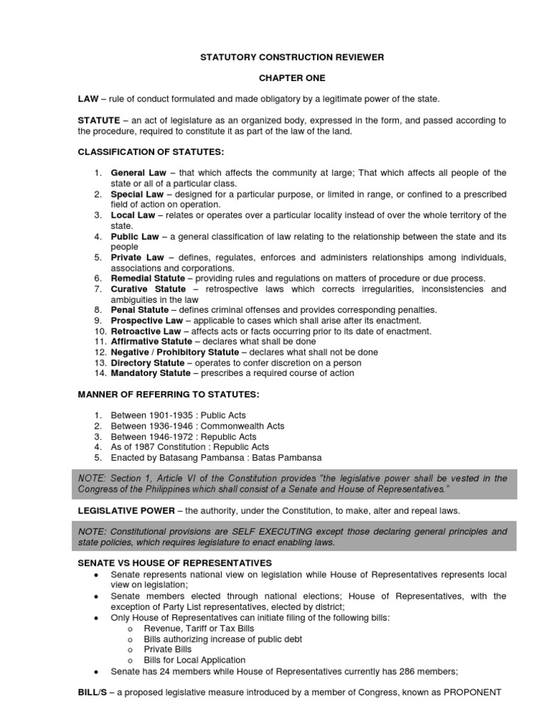 Statutory Construction Reviewer | PDF | Statutory Interpretation ...