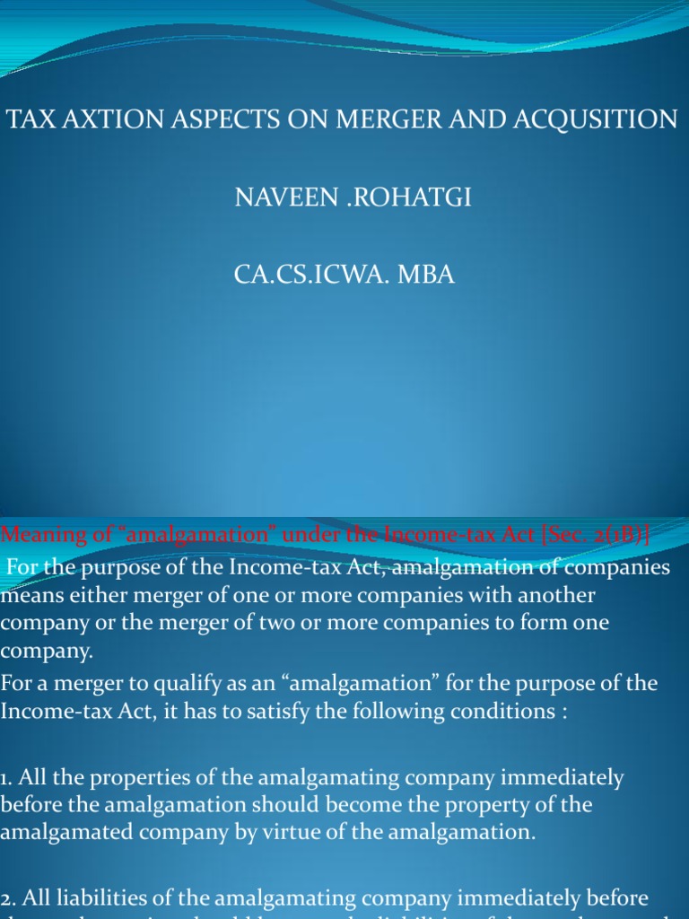 Amalgamation and Demerger | PDF | Consolidation (Business) | Depreciation