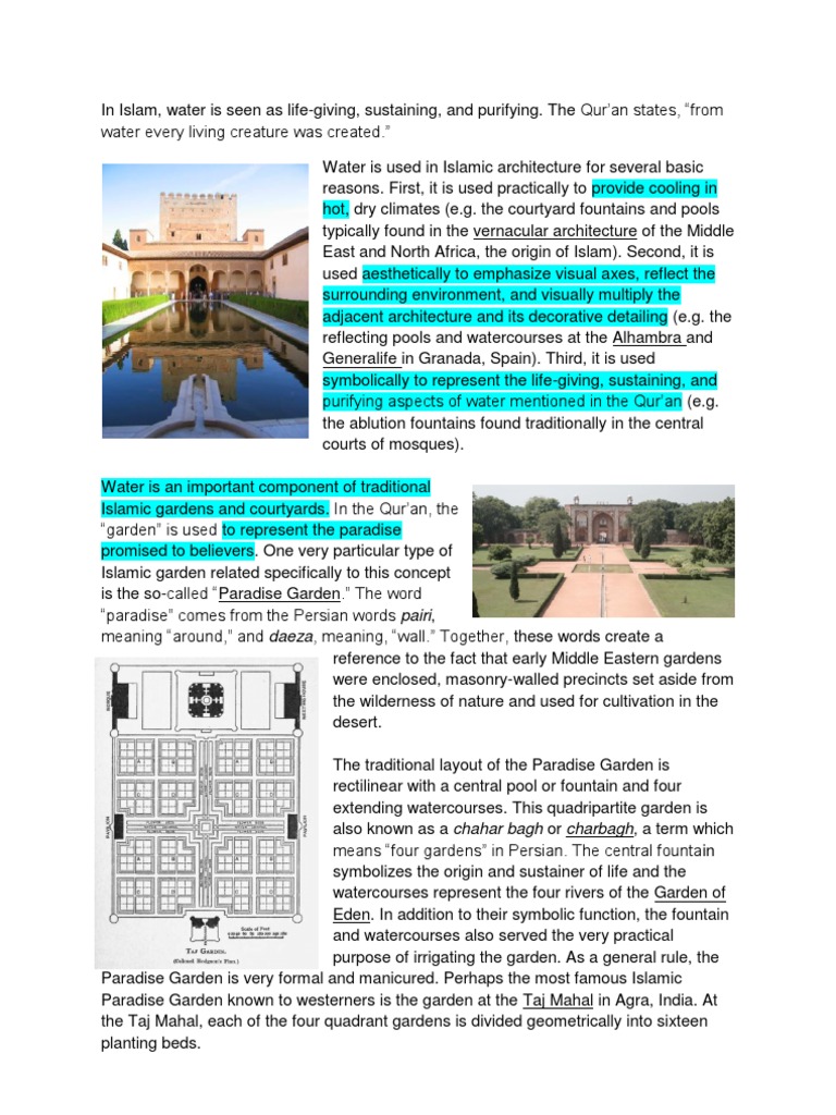 Water Element in Islamic Architecture | PDF | Fountain | Architectural ...