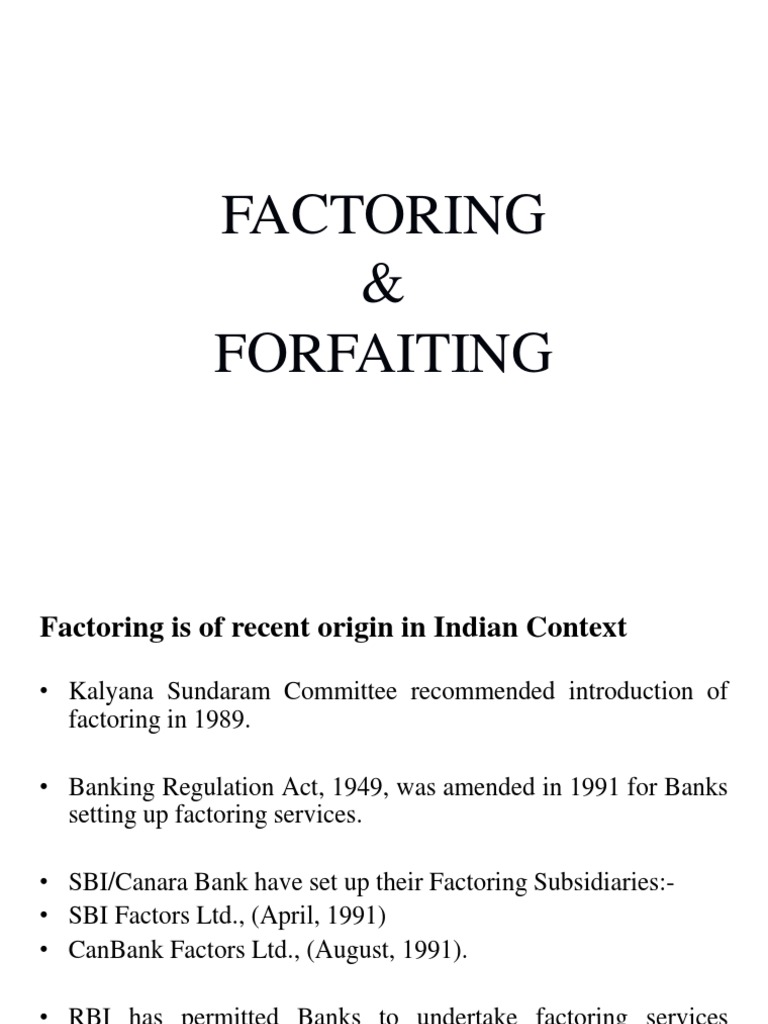 Factoring and Forfaiting | PDF | Factoring (Finance) | Invoice