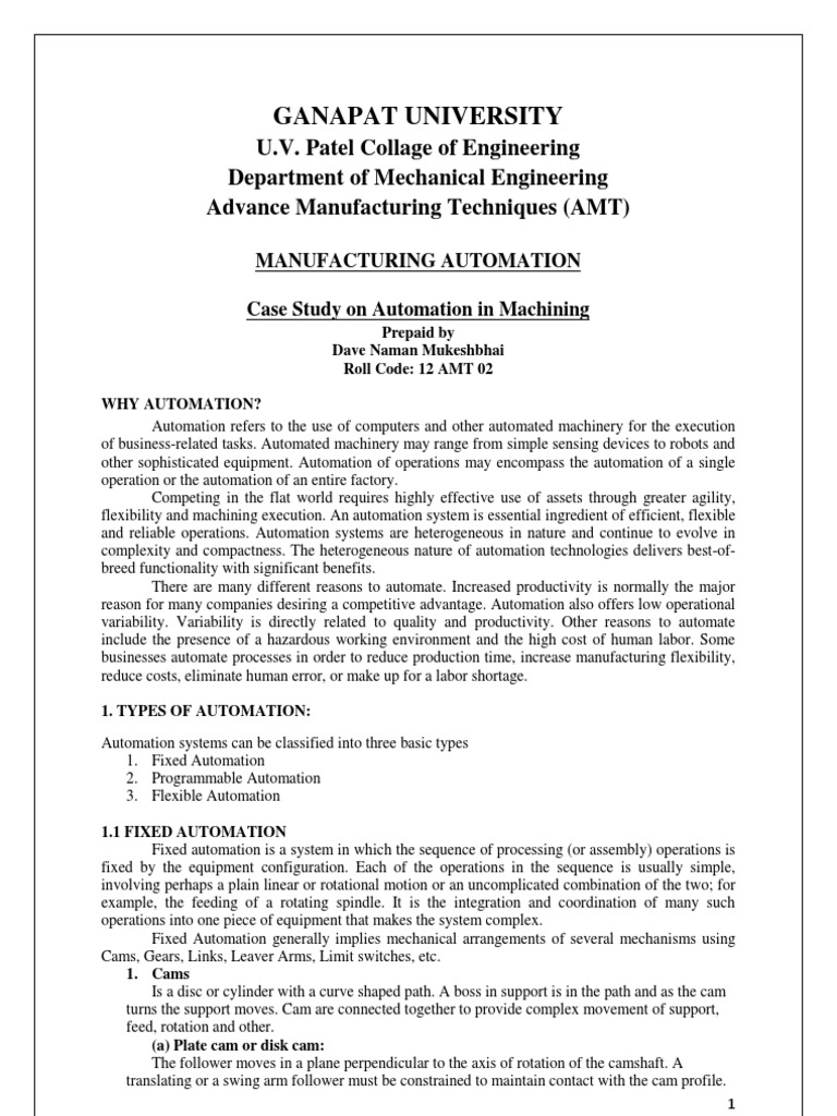 Automation in Machining Case Study | PDF | Numerical Control | Automation