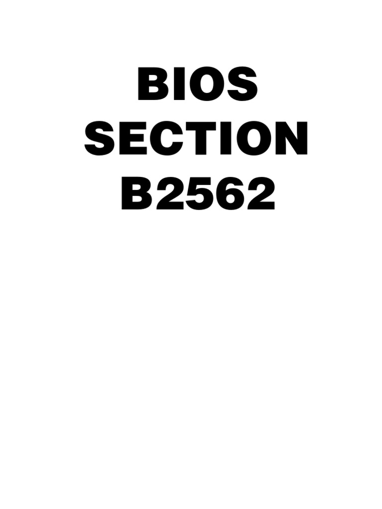 Bios Section B2562 | PDF | Bios | Booting