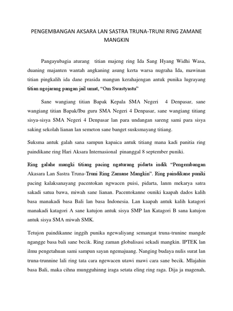 Bahasa Bali Pidarta | PDF