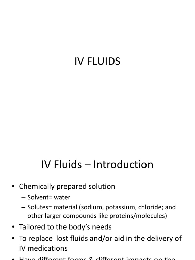IV Fluids | PDF | Tissue (Biology) | Medical Specialties