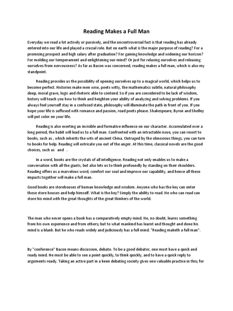 Reading Makes A Full Man | PDF | Mind | Knowledge