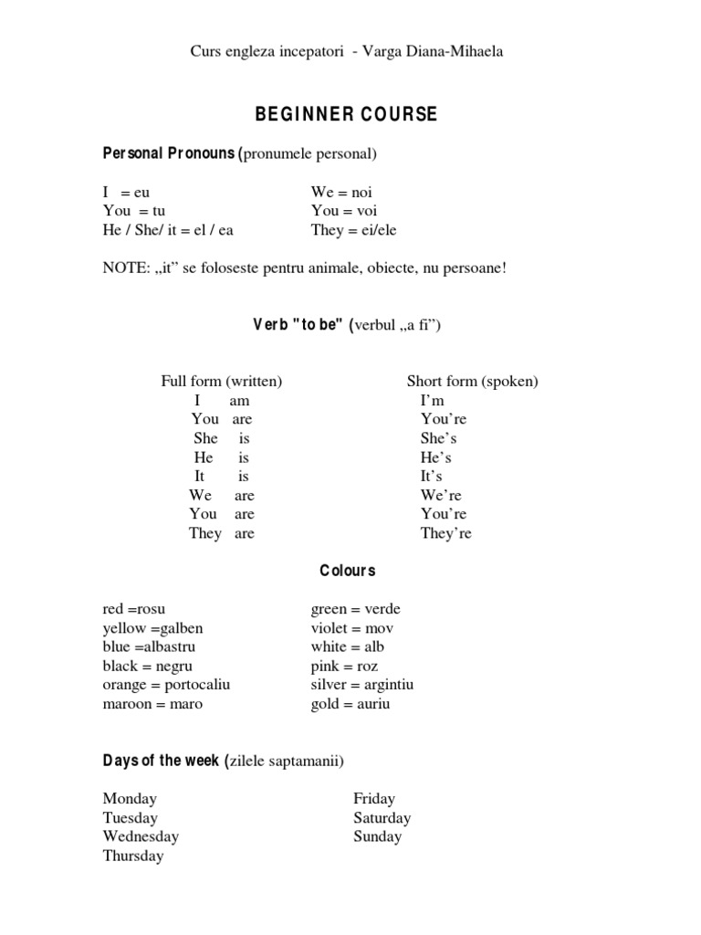 Curs Engleza Incepatori | PDF | Birthdays | Linguistic Morphology