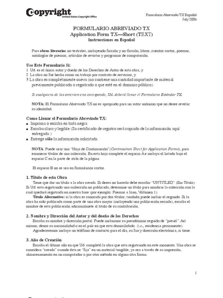 US Copyright Office: Forma-Txs | PDF