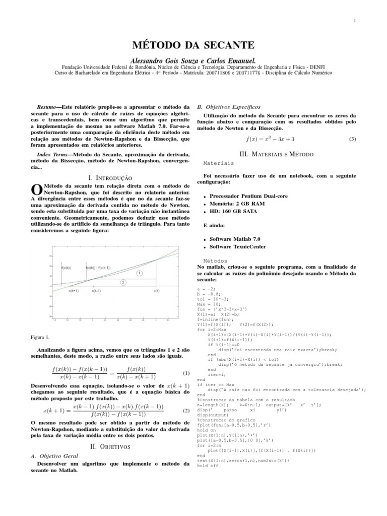 Método Da Secante | PDF | Análise numérica | Cálculo