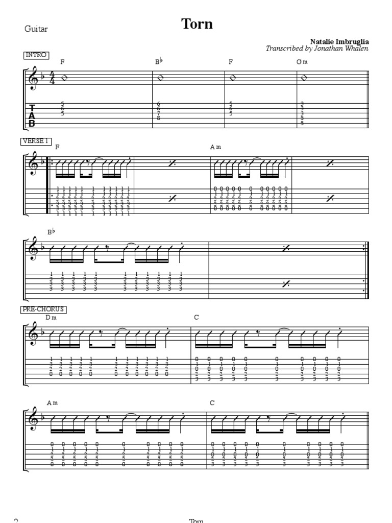 Natalie Imbruglia - Torn | PDF | Songs | Musical Forms