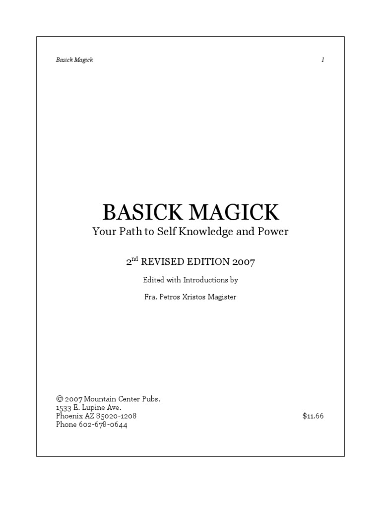 Basick Magick | PDF | Magick (Thelema) | Teachers