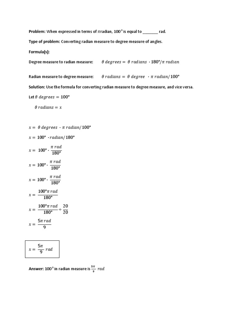 Converting Radian Measure To Degree Measure | PDF | Elementary Geometry ...
