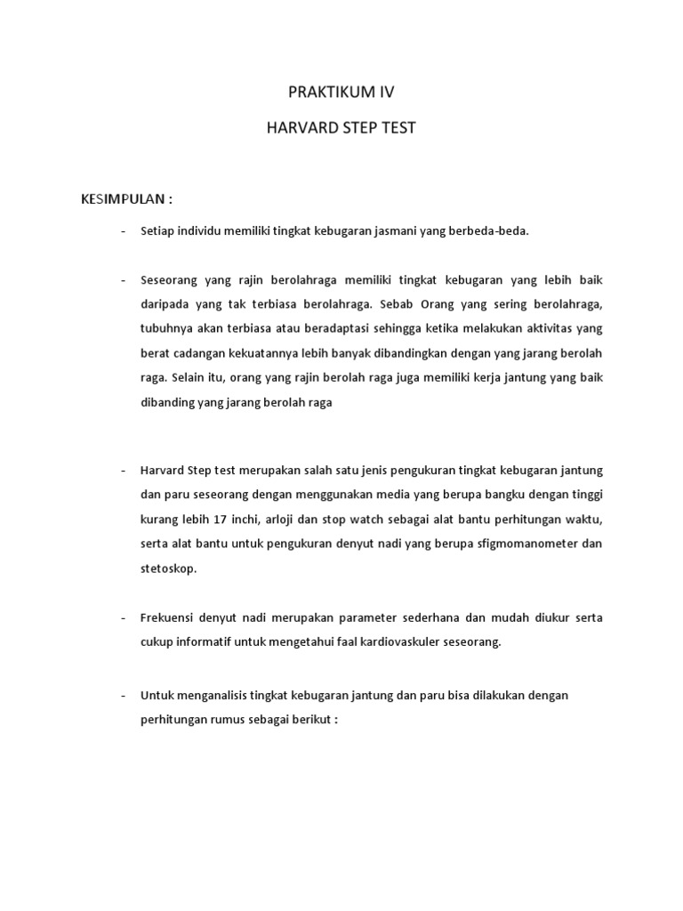 Analisis Kebugaran Jantung dengan Harvard Step Test | PDF | Gaya Hidup