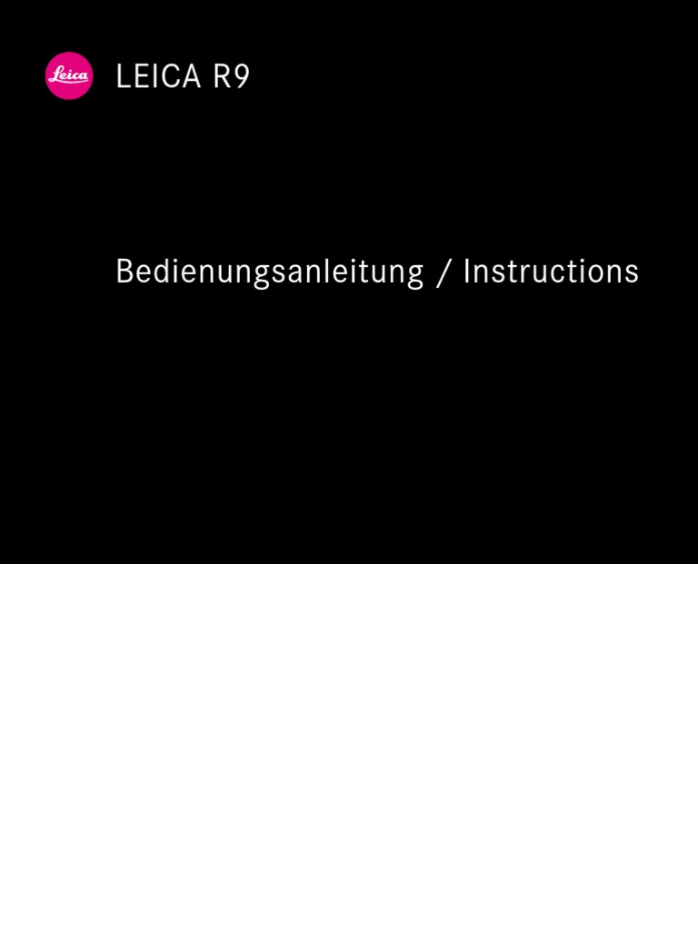 Leica R9 Instructions | PDF | Exposure (Photography) | Digital Camera Modes