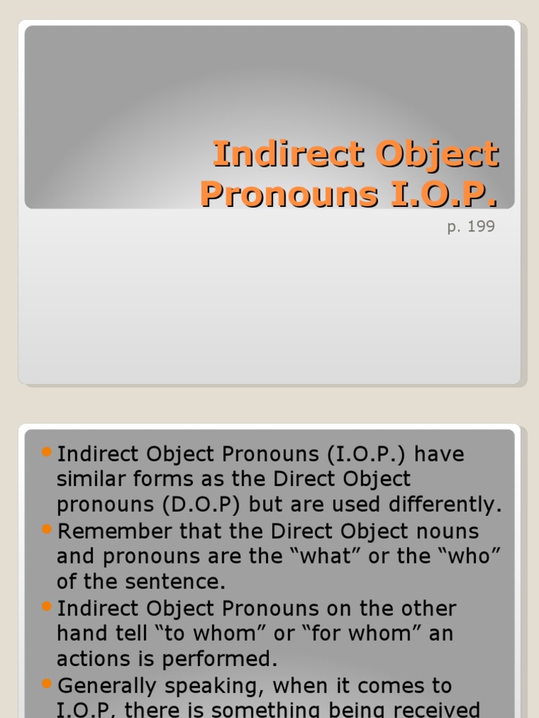 Indirect Object Pronouns | PDF | Pronoun | Linguistic Typology