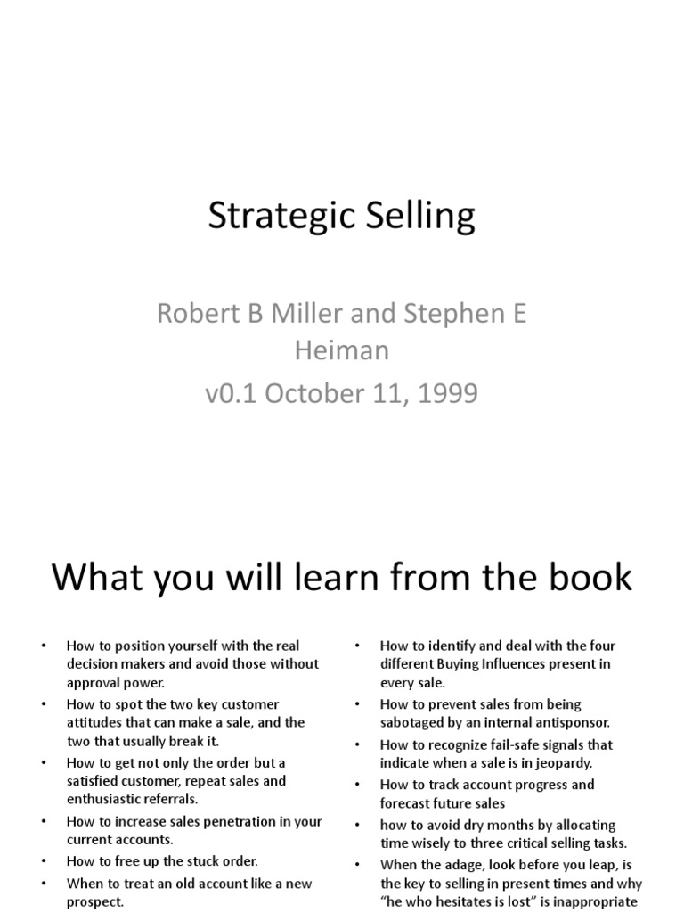 Strategic Selling Review 19991011 | PDF | Sales | Perception