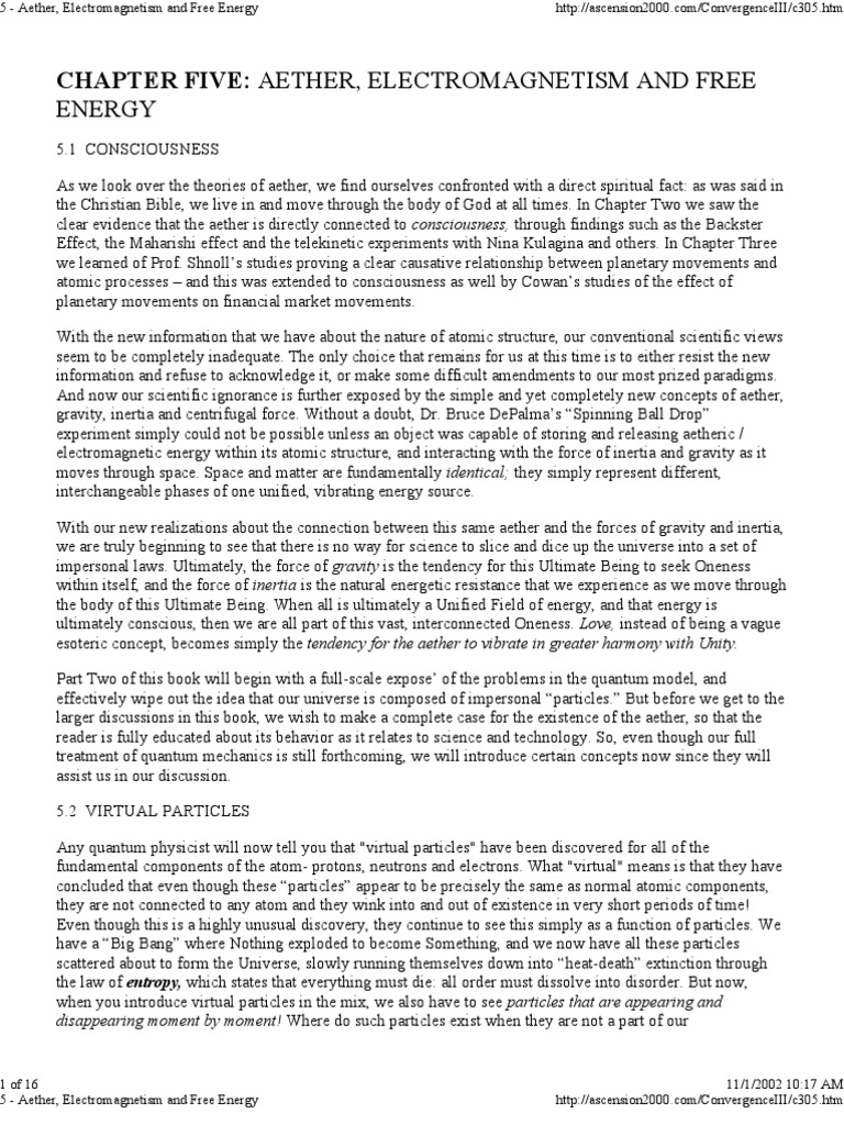 Energy: Chapter Five: Aether, Electromagnetism and Free | PDF | Science ...