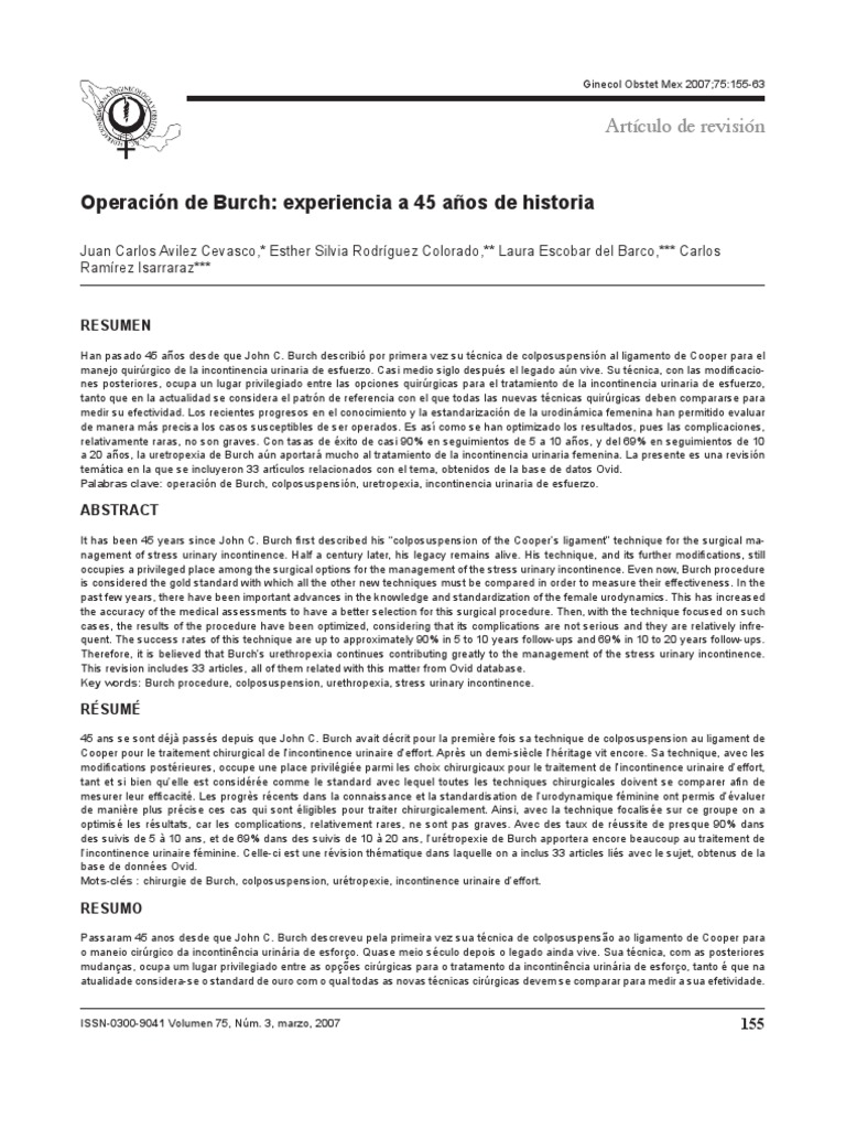Operacion de Burch | PDF | Desorden hiperactivo y deficit de atencion ...