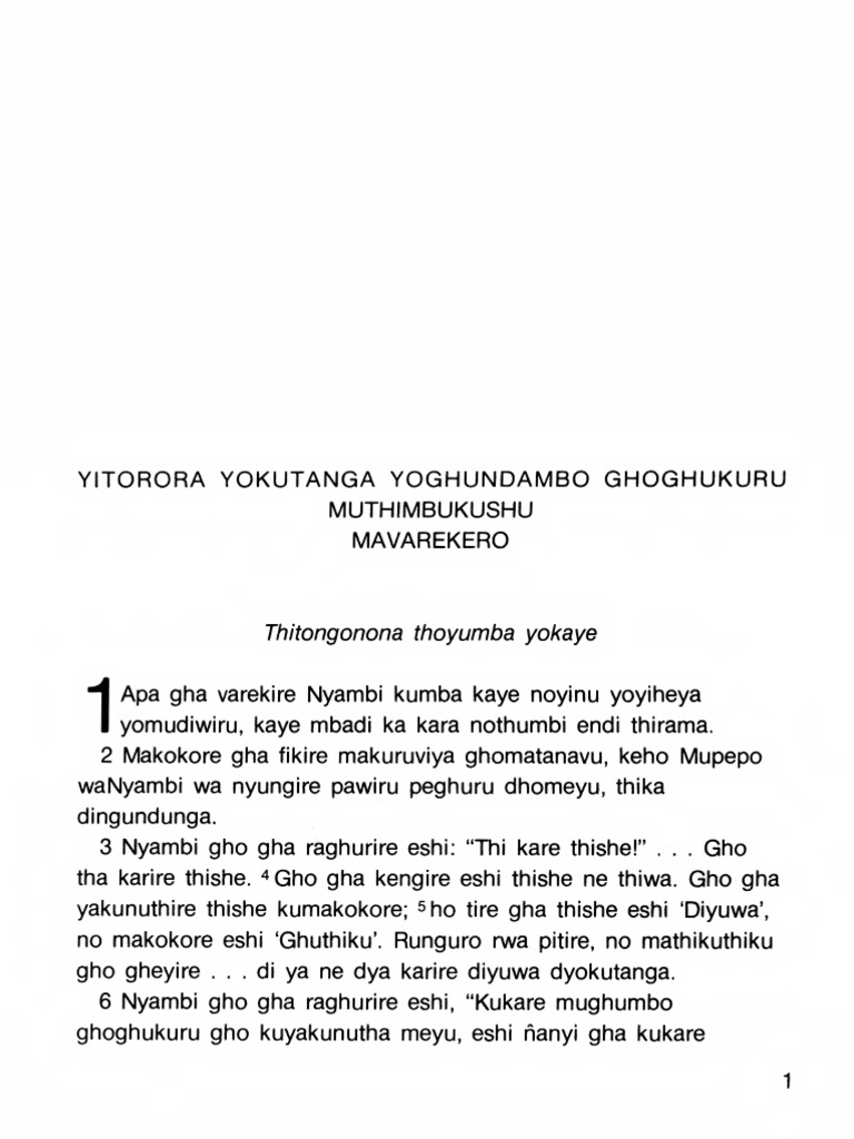 Mbukushu Bible - Genesis 1 | PDF | Foreign Language Studies | Religion ...