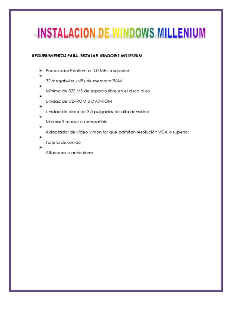 Instalacion de Windows Millenium | PDF