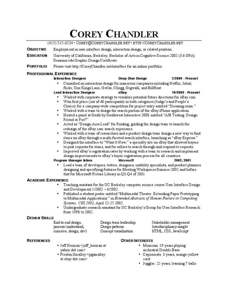 Corey Chandler | PDF | E Bay | Design