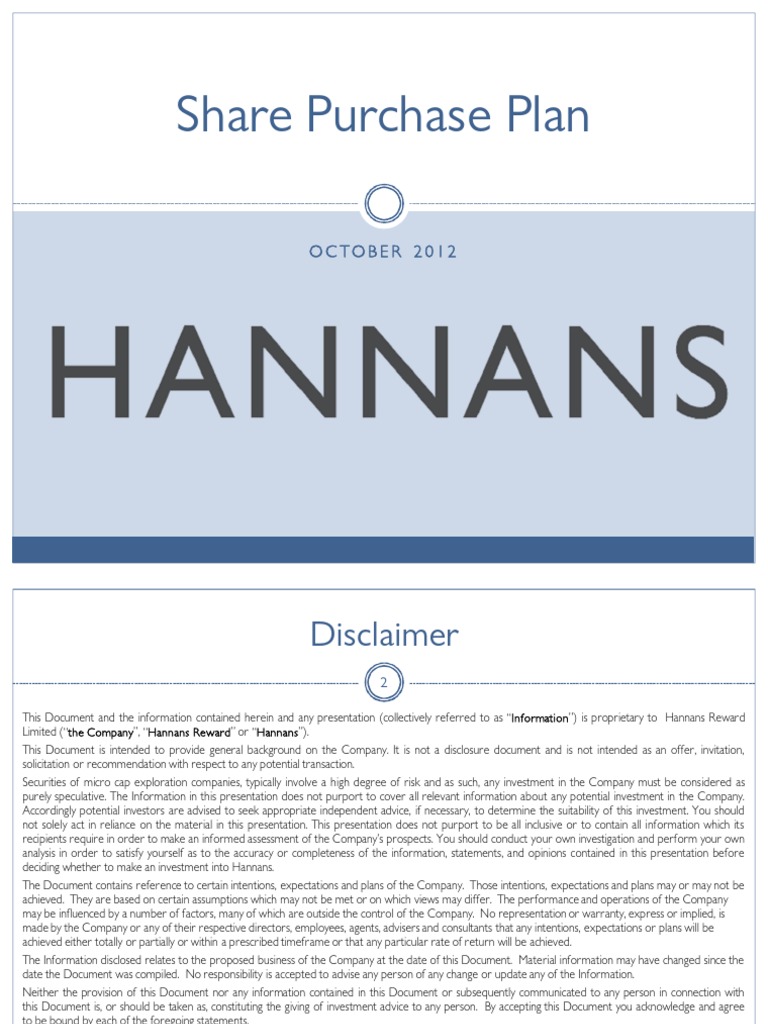Share Purchase Plan Presentation | PDF | Iron Ore | Mining