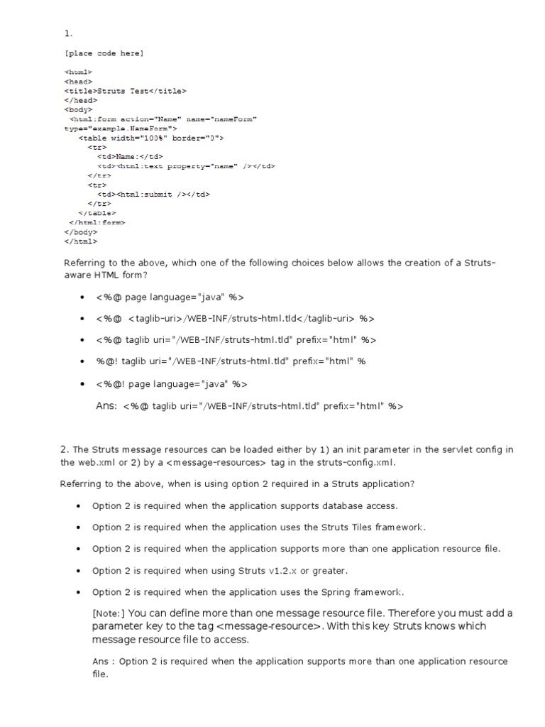 Struts (Printable) | PDF | Java Servlet | Java Server Pages