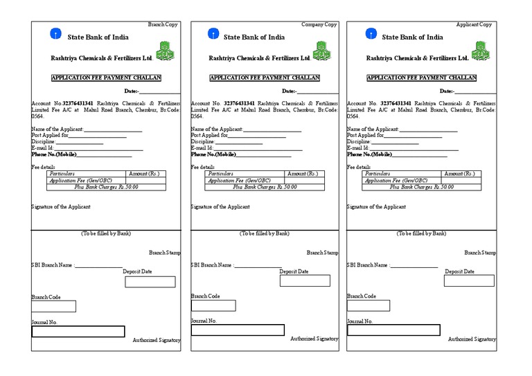 SBI Bank Challan | PDF | Fee | Banks