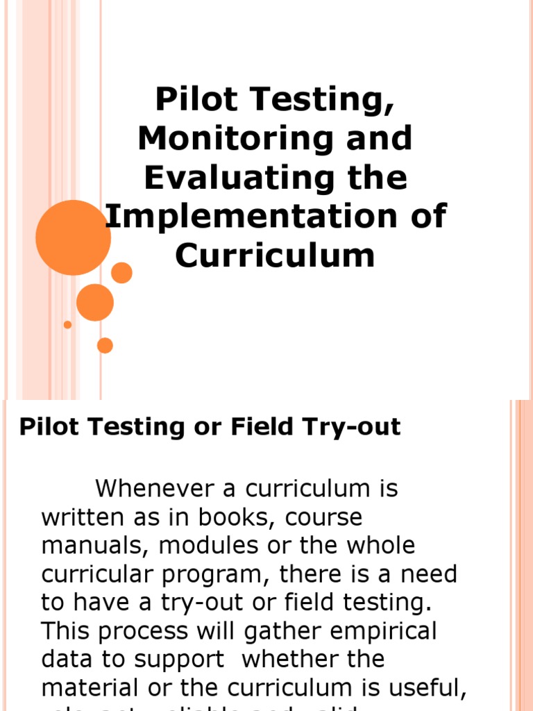 Pilot Testing | PDF | Curriculum | Evaluation