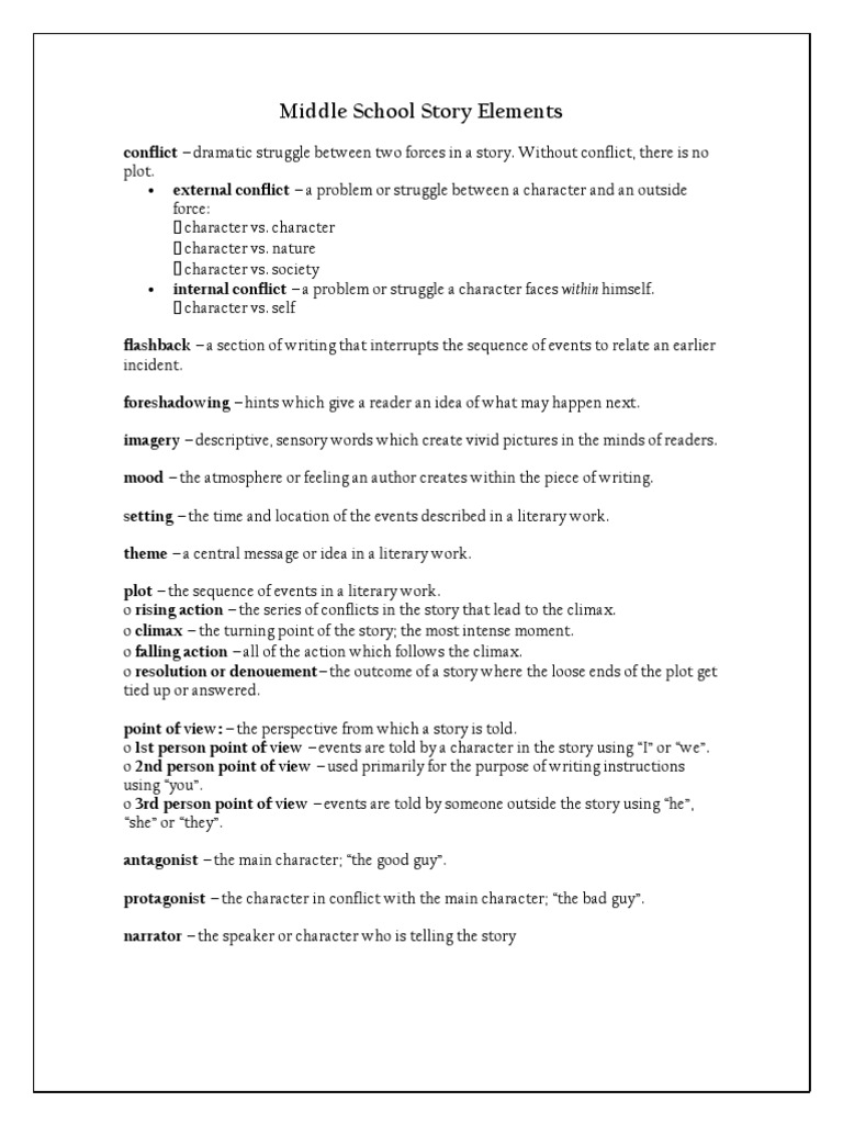 Middle School Story Elements Guide | PDF