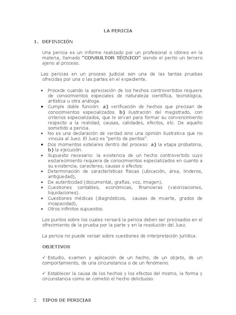 Tema 1 La Pericia | PDF | Testigo experto | Evidencia (ley)