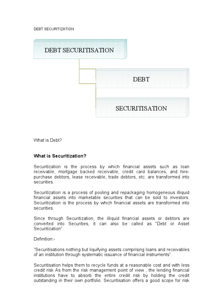 Understanding Debt Securitization Process | PDF | Securitization | Debt