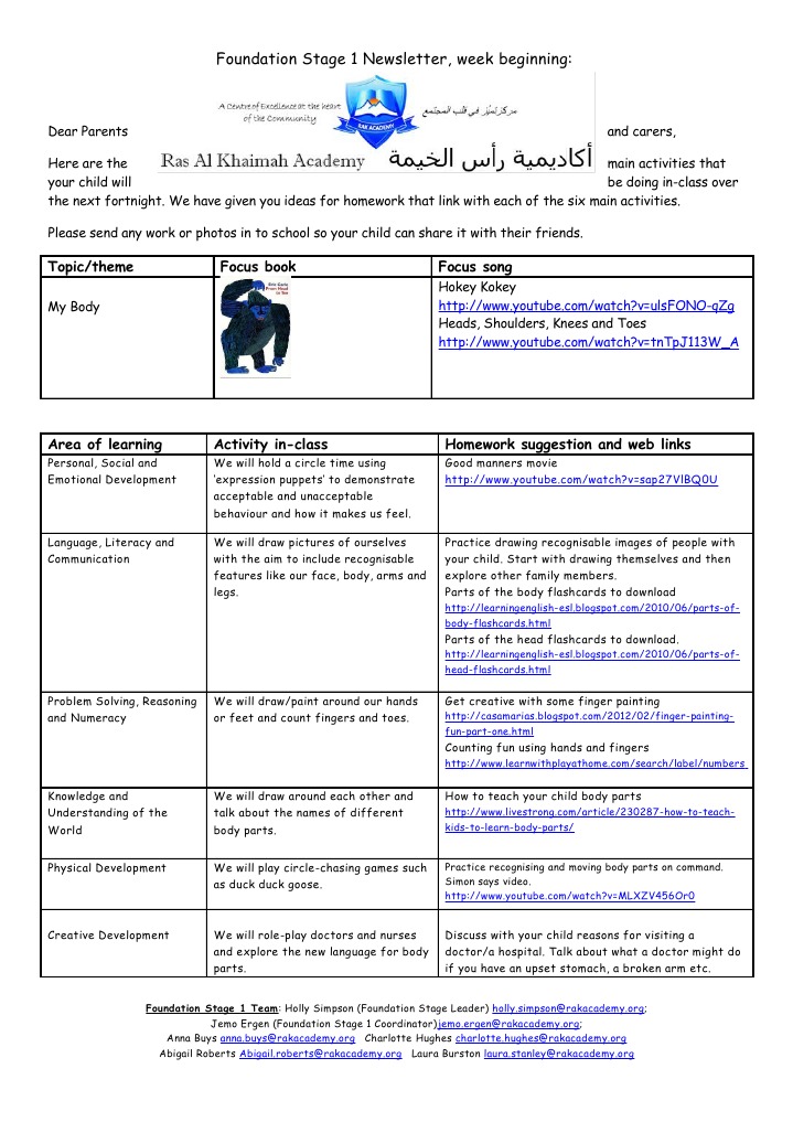 FS1 Newsletter My Body | PDF