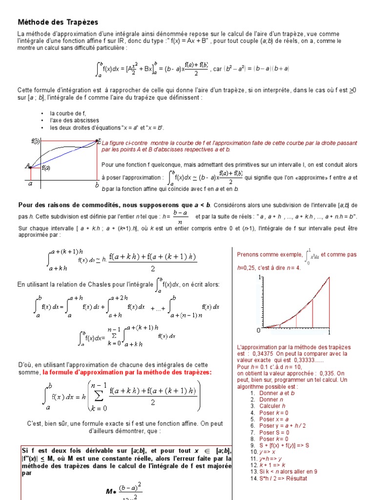 Méthode des Trapèzes en Intégration | PDF | Intégral | Fonctionnalités ...