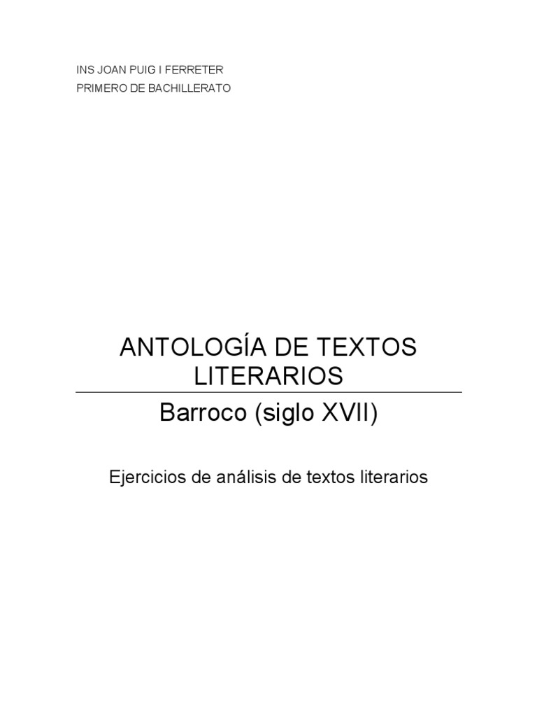 Antología Textos Barroco Bachillerato | PDF | Poesía | Amor