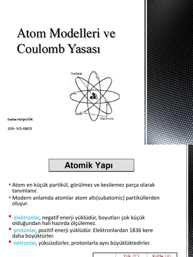 Atom Modelleri Ve Coulomb Yasası | PDF