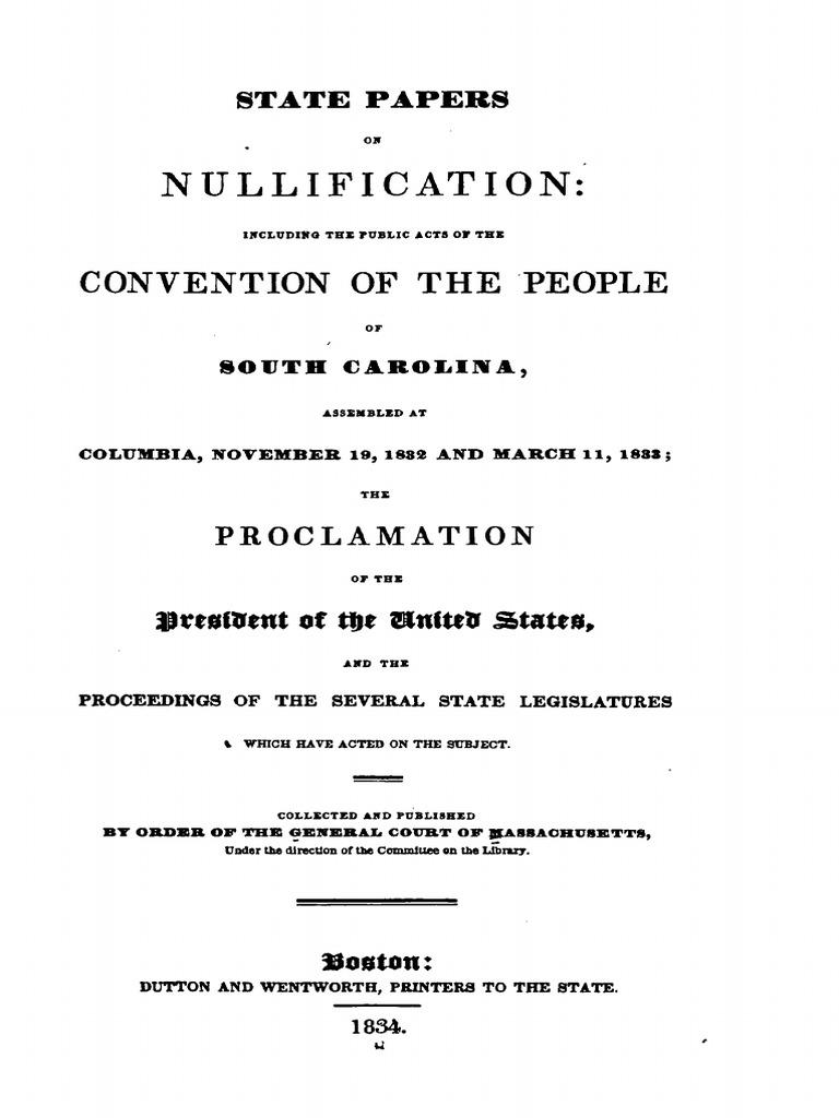 State Papers On Nullification | PDF | United States Congress | United ...