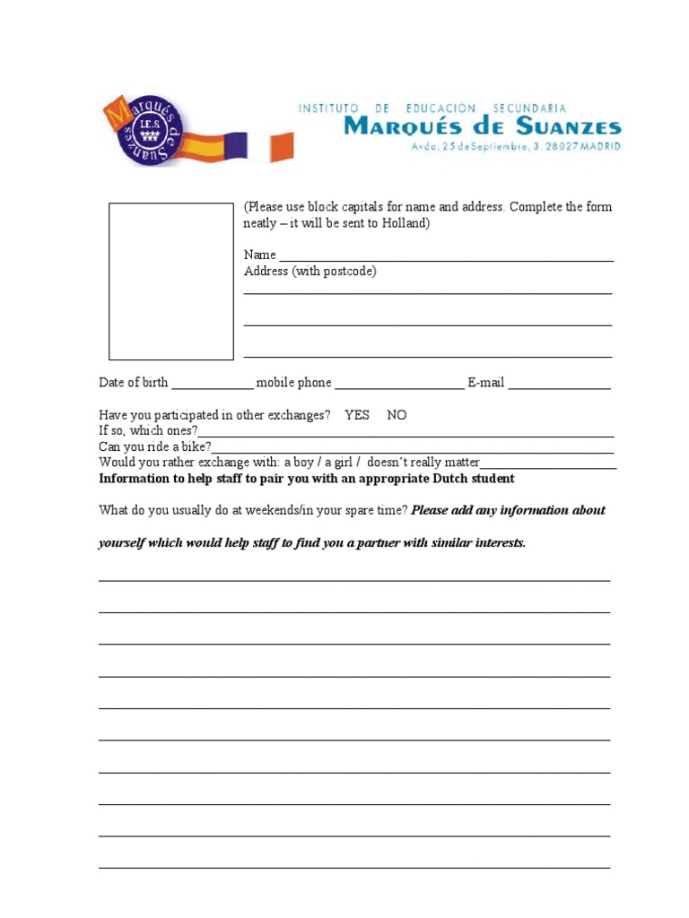 Student Exchange Registration Form | PDF
