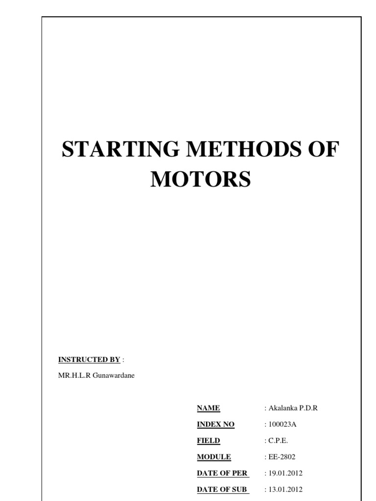 Starting Methods of Motors | PDF | Electric Motor | Capacitor