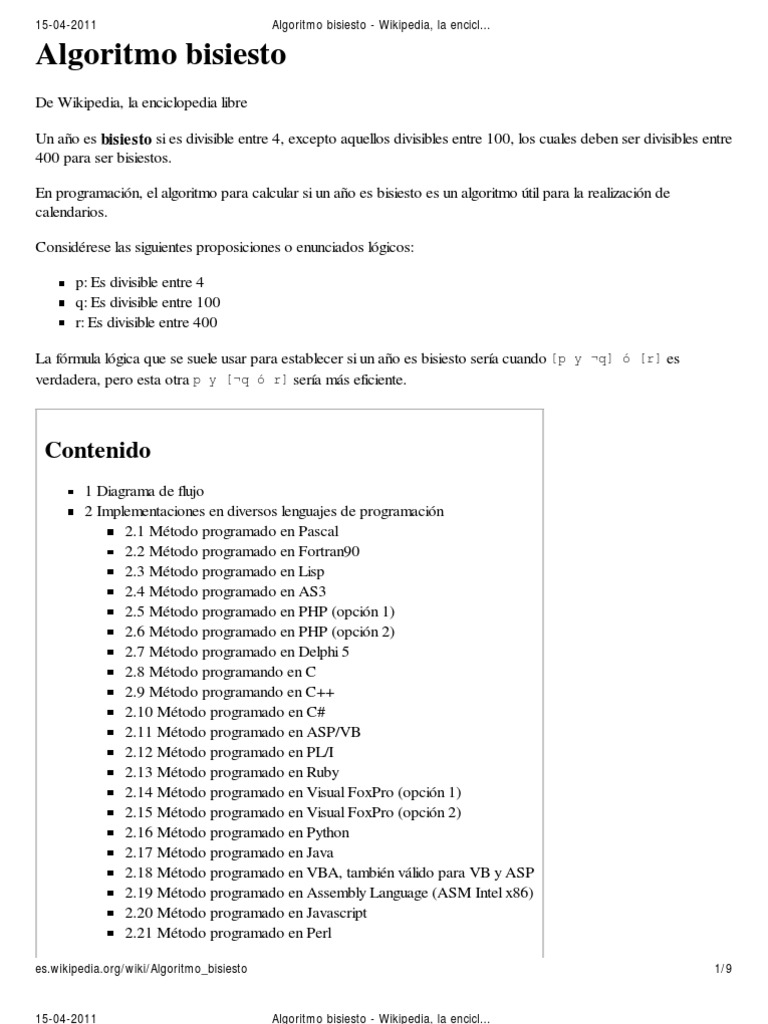 5.-Algoritmo Bisiesto - Uso de MOD Multiples Lenguajes | PDF ...