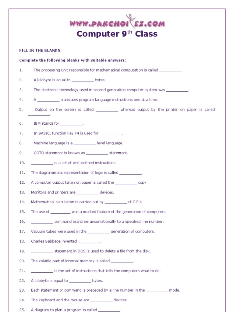 9th Class Computer | PDF | Computer Data Storage | Computer Program