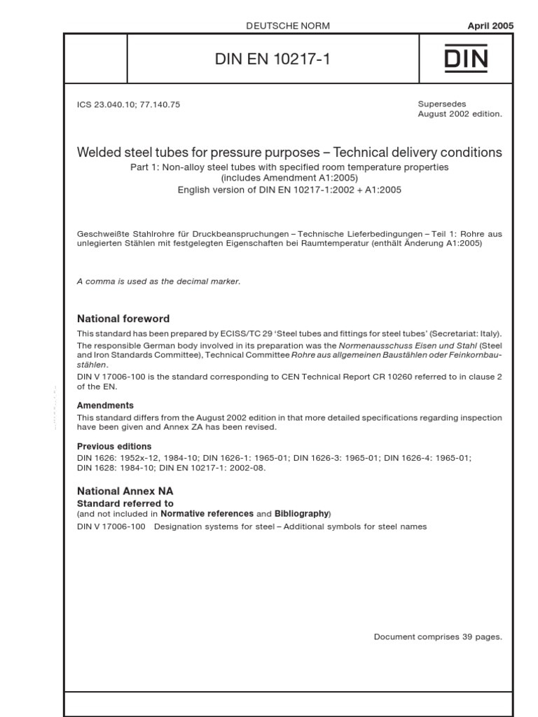 En 10217-1 | PDF | Metals | Business