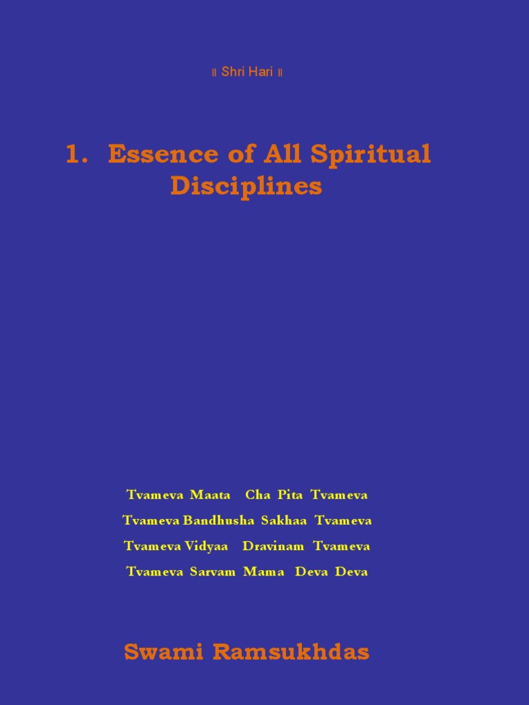 Essence of All Spiritual Disciplines - Swami Ramsukdas Ji | PDF | Soul ...