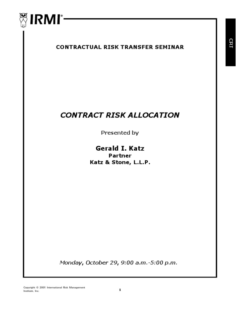 Contract Risk Allocation | PDF | Indemnity | Risk Management