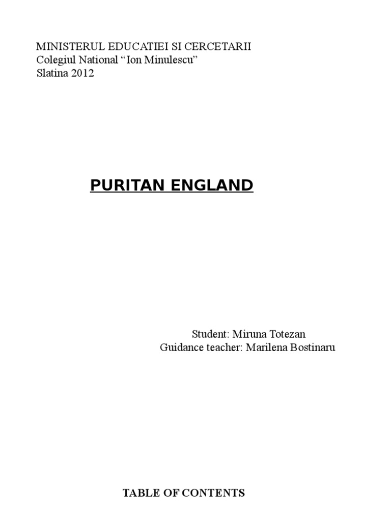 Atestat - Doc 0 | PDF | Puritans | Chalcedonianism