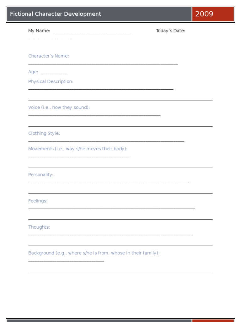 Fictional Character Profile Template | PDF