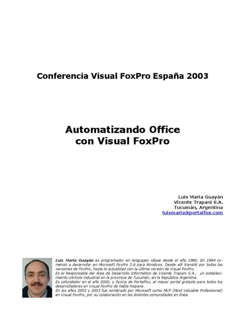 Automatizando Office Con Visual FoxPro | PDF | Microsoft Excel | Microsoft