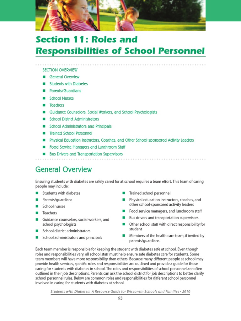 Section 11: Roles and Responsibilities of School Personnel: General ...