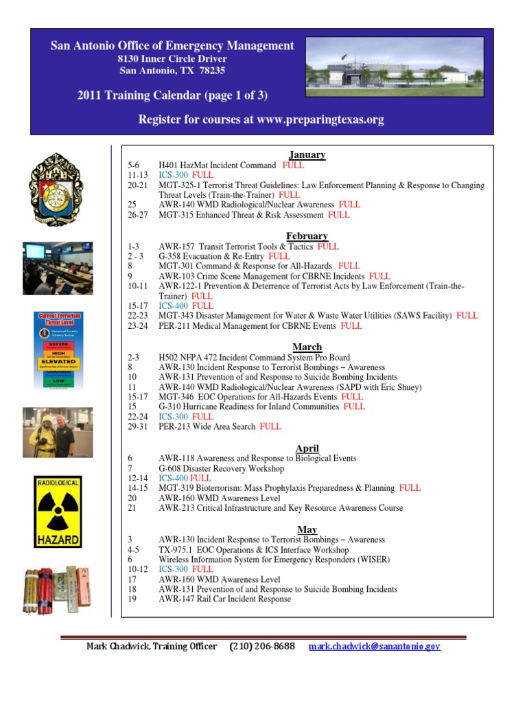 2011 Training Calendar | PDF | Incident Command System | Emergency ...